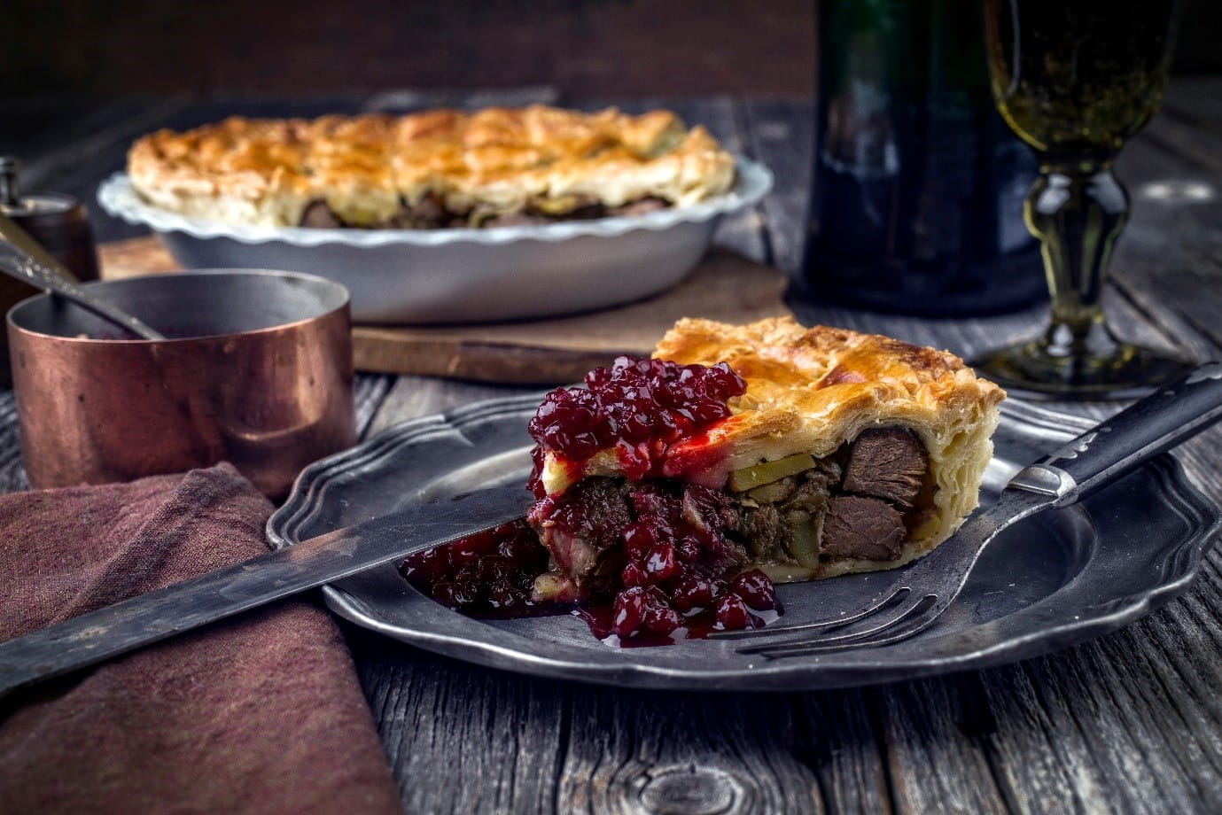 Venison Pie and Honey Glazed Pear and Cinnamon Strudel Recipe - Ragdale ...